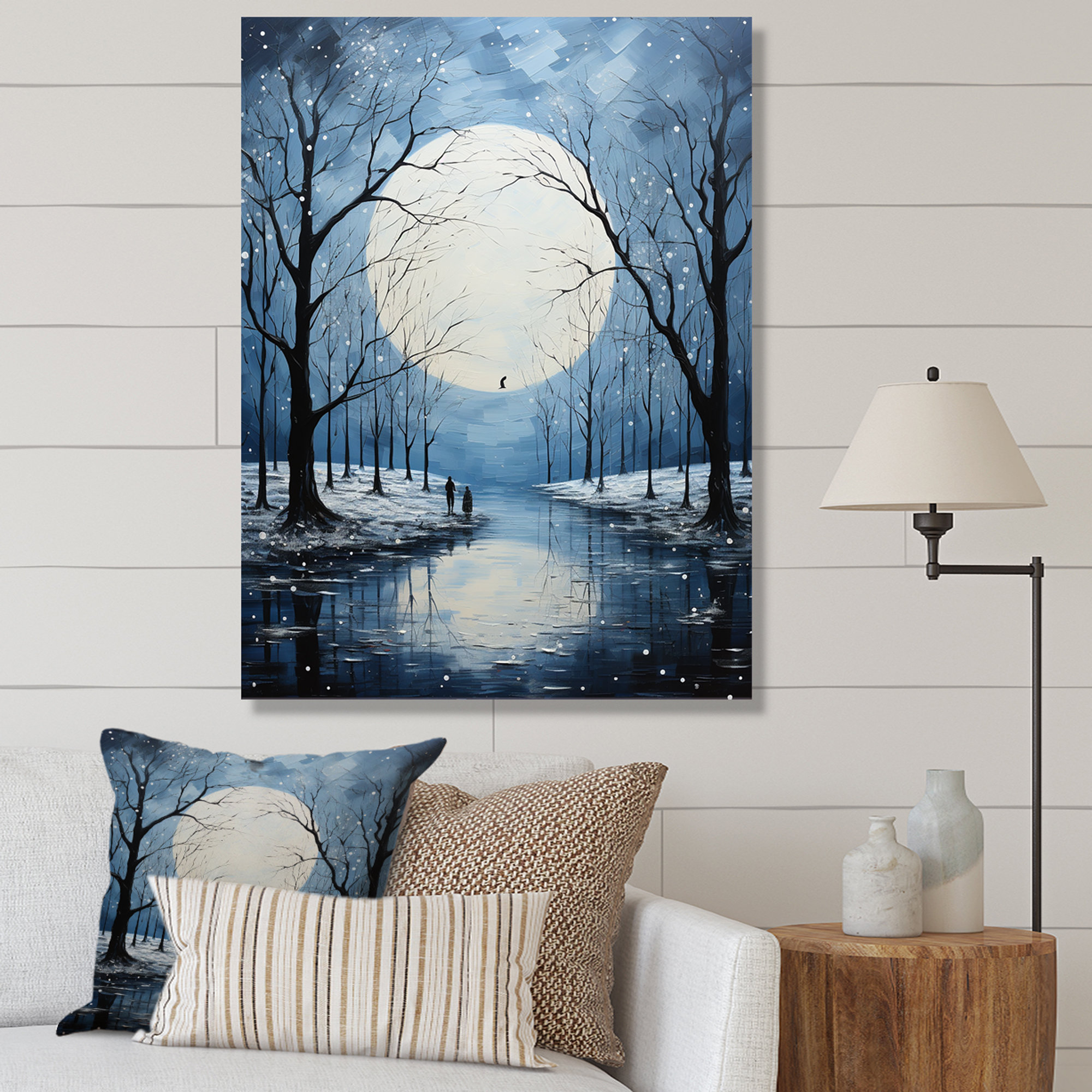 Millwood Pines Snow Moon Embrace Pointillism - Landscape & Nature ...