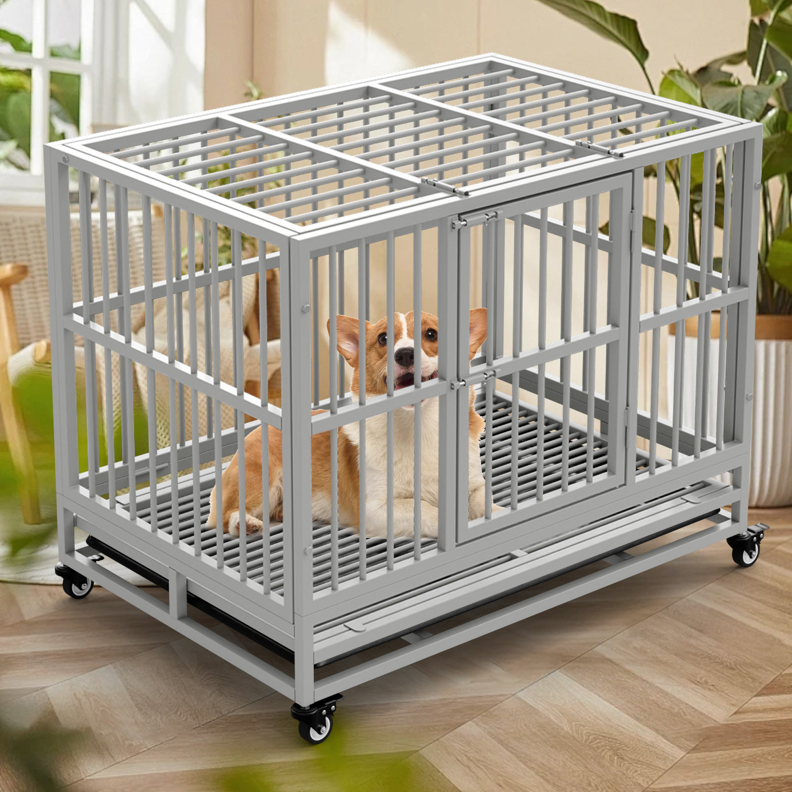Archie & Oscar™ Dog Crate With Removable Tray, 37" Dog Cage Kennel For ...