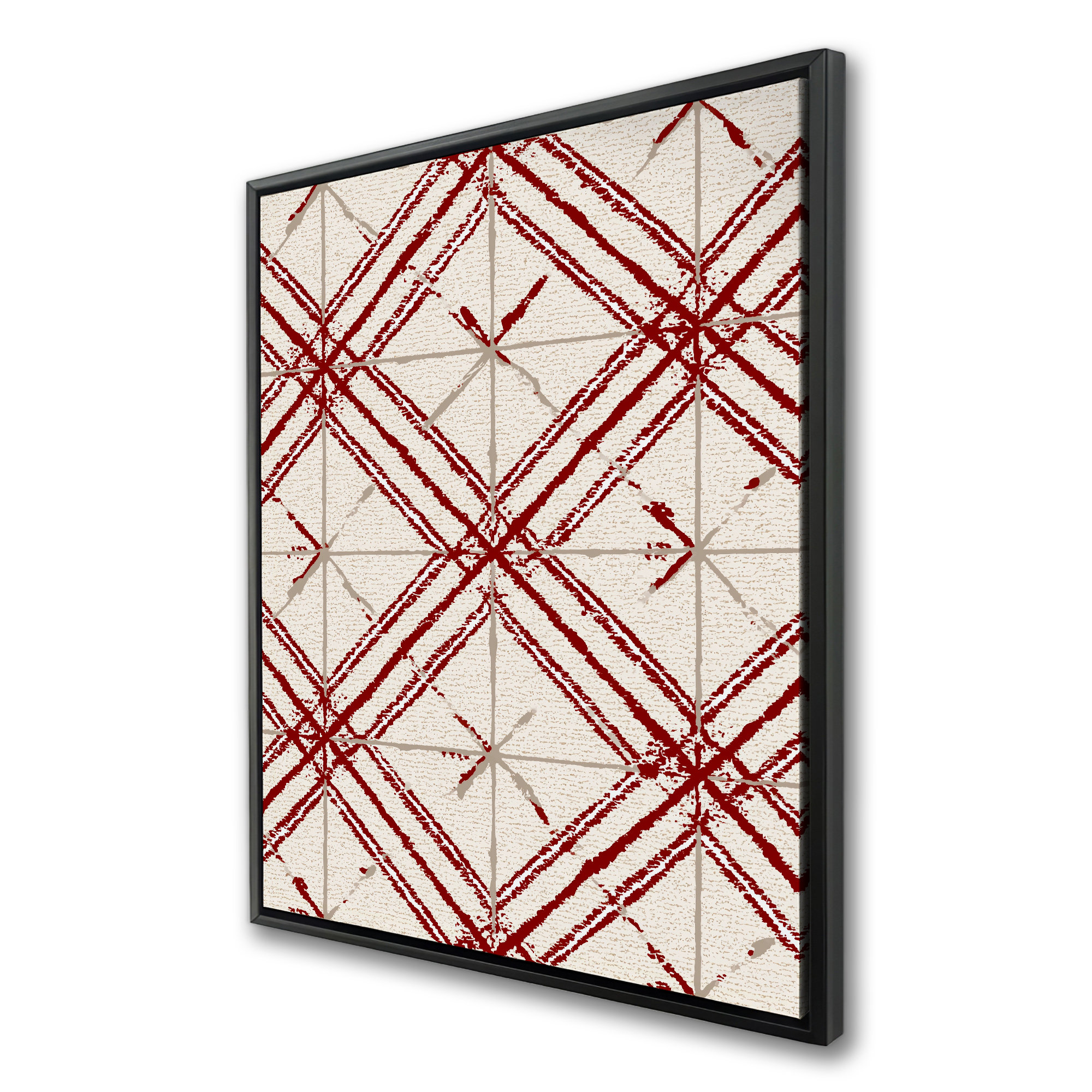 Begin Edition International Inc. Red Lines Pattern - Framed Canvas Art ...