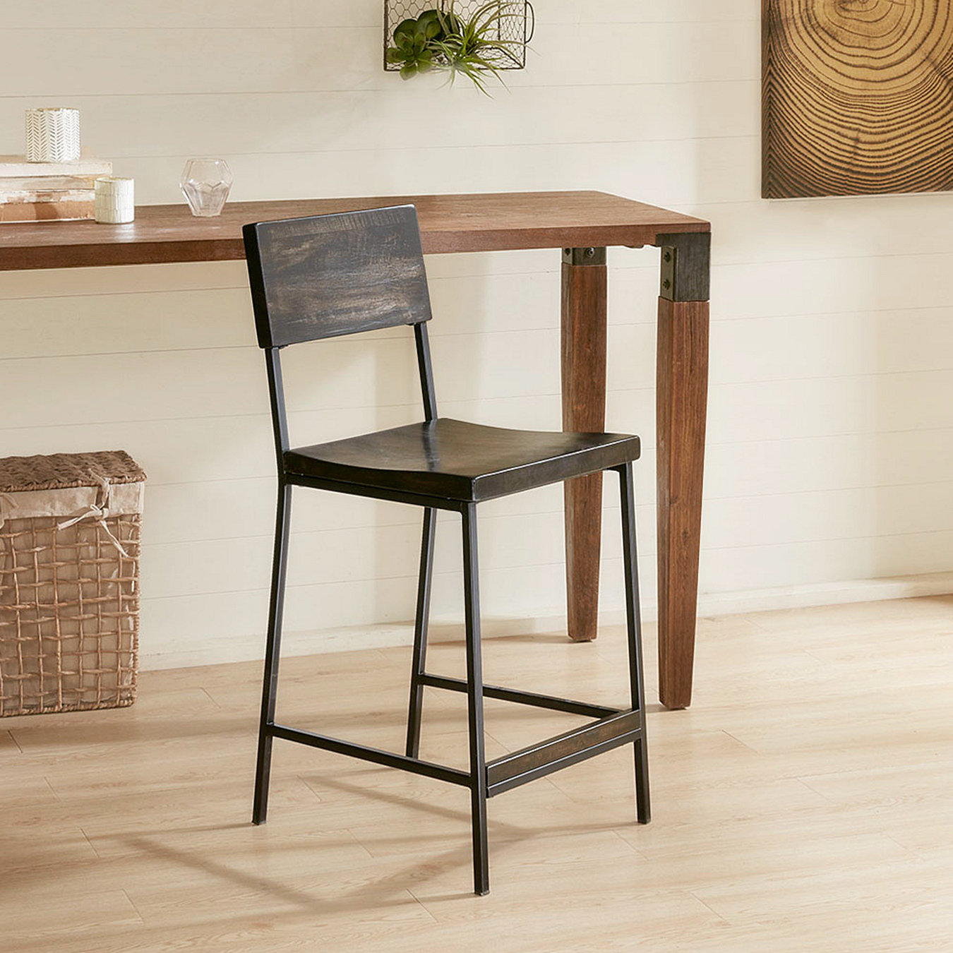 17 Stories Aliah 24.85'' Counter Stool with Metal Frame | Wayfair
