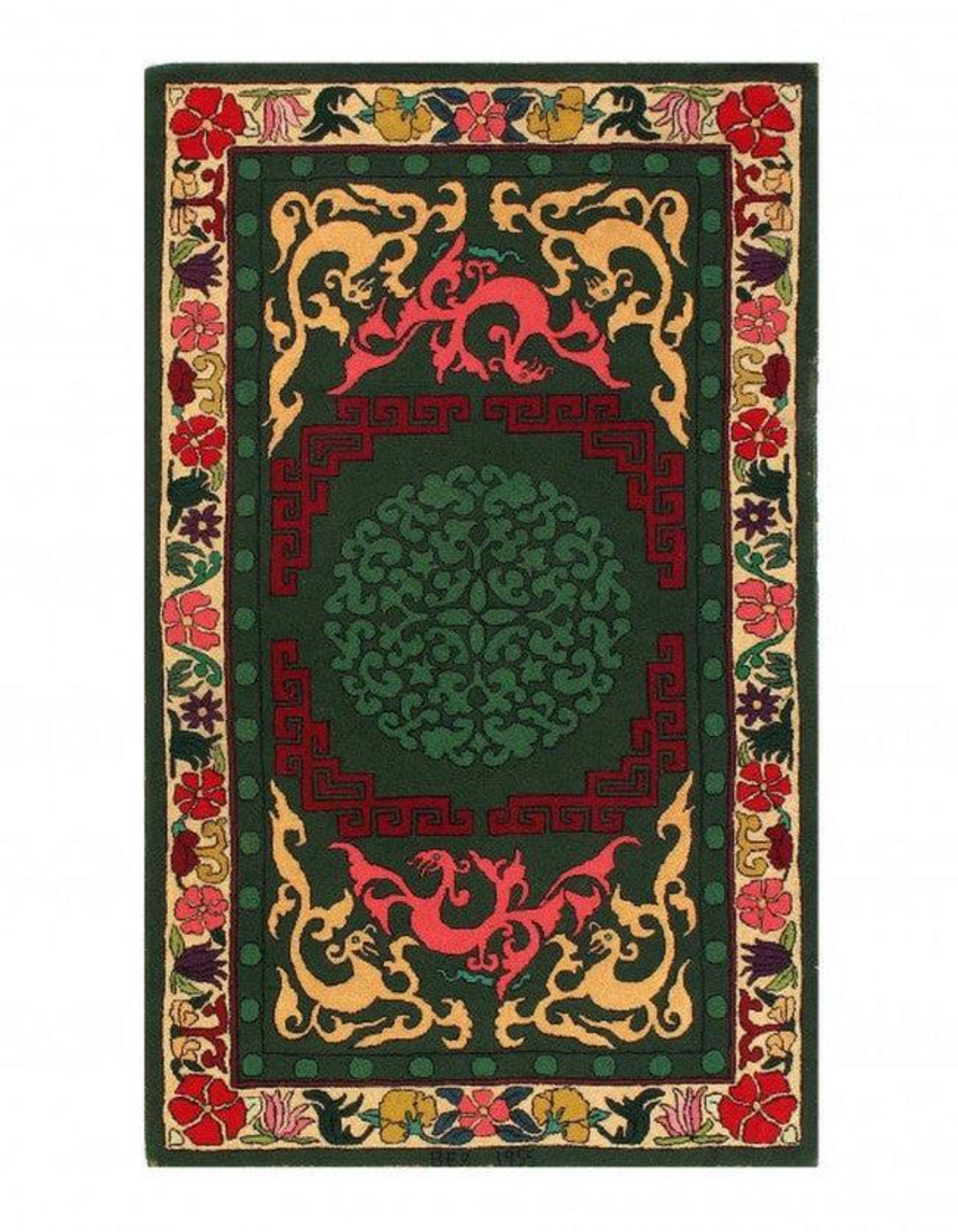 Isabelline Green Extermally Fine Antique Amrican Hook Area Rug 2'11'' X ...