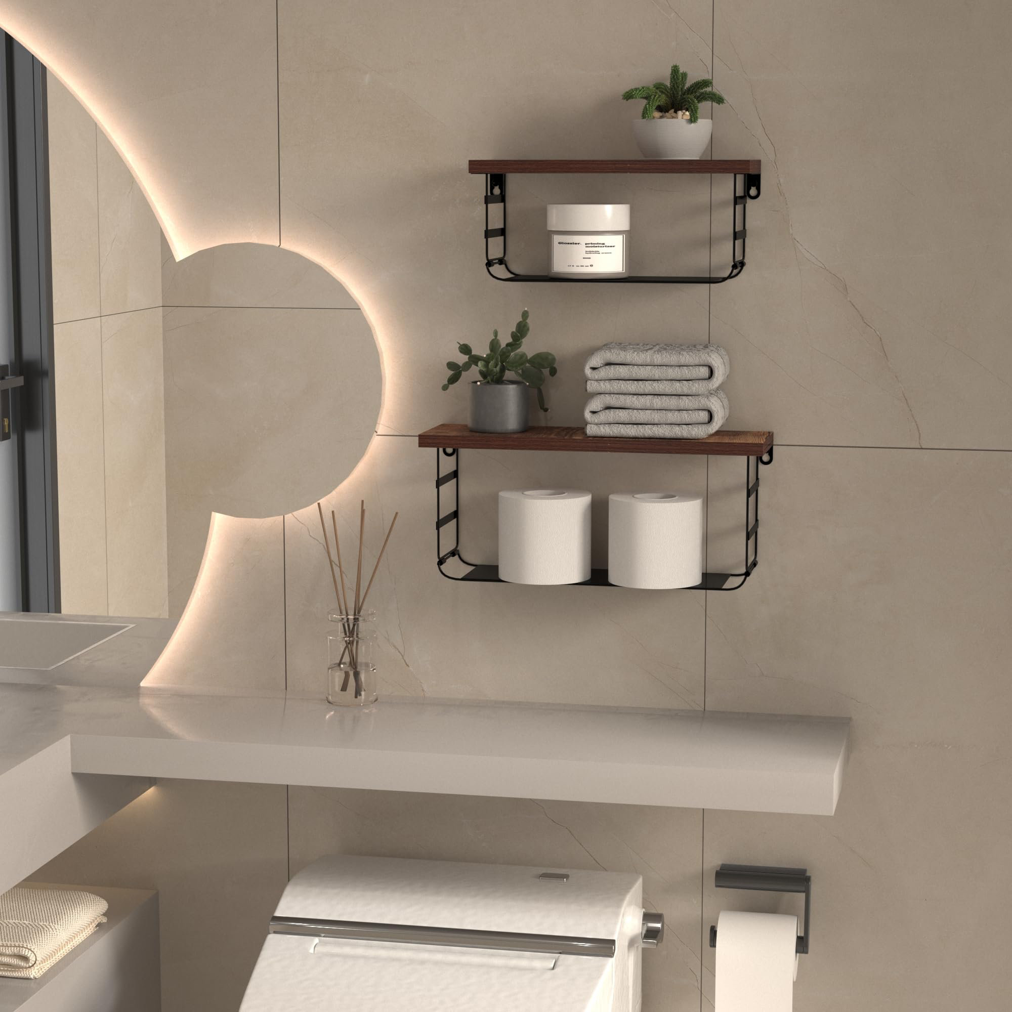 17 Stories 2 Tier Wall Mounted Shelf Set Of 2 | Wayfair