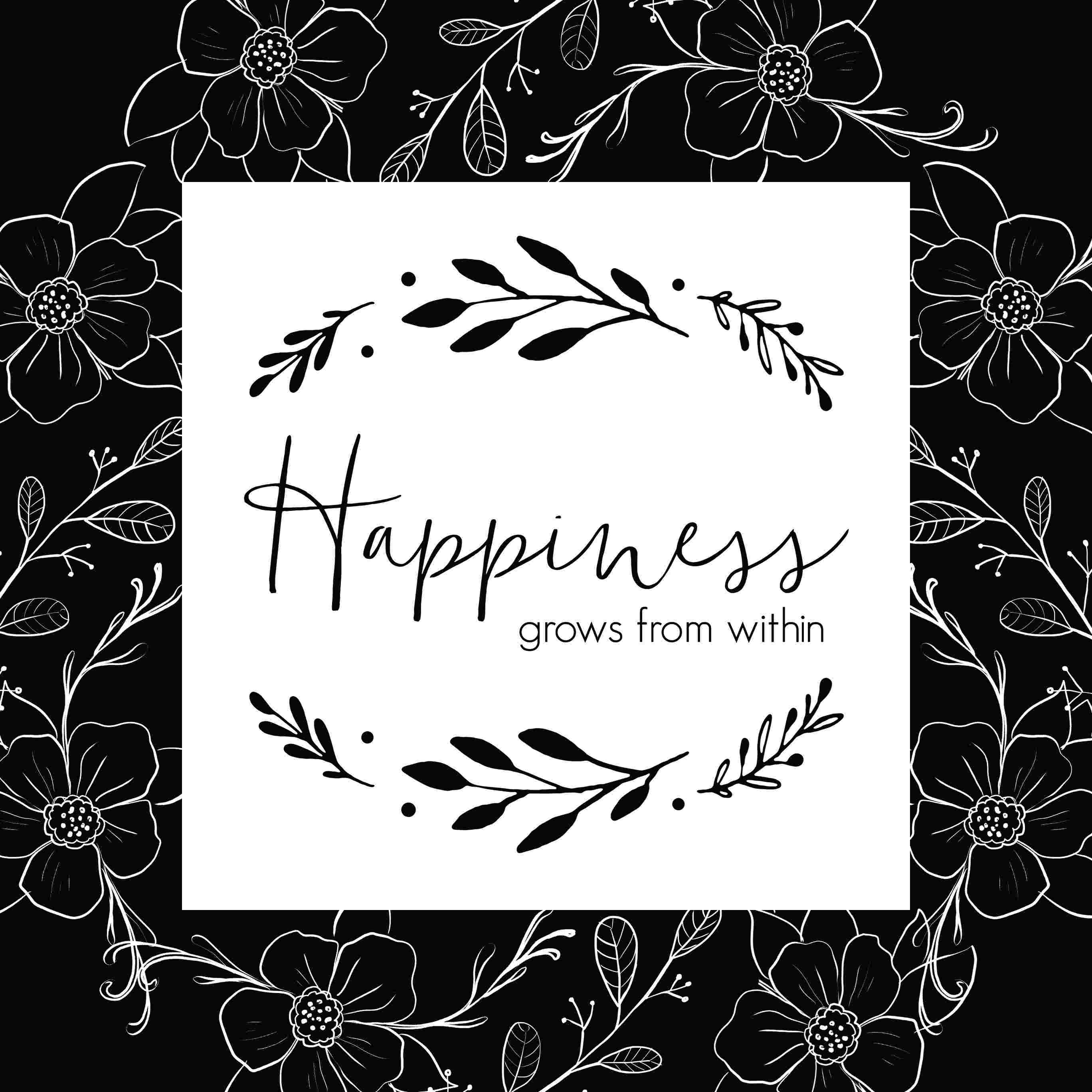 Trinx Black And White Happiness On Canvas Textual Art | Wayfair