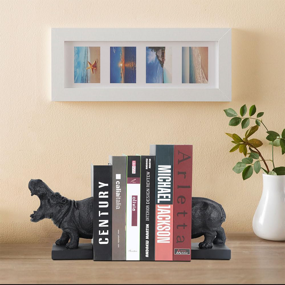 MEBROT Set Of 2 Polyresin Faux Hippo Bookend,Art Bookend, Homedecor For ...