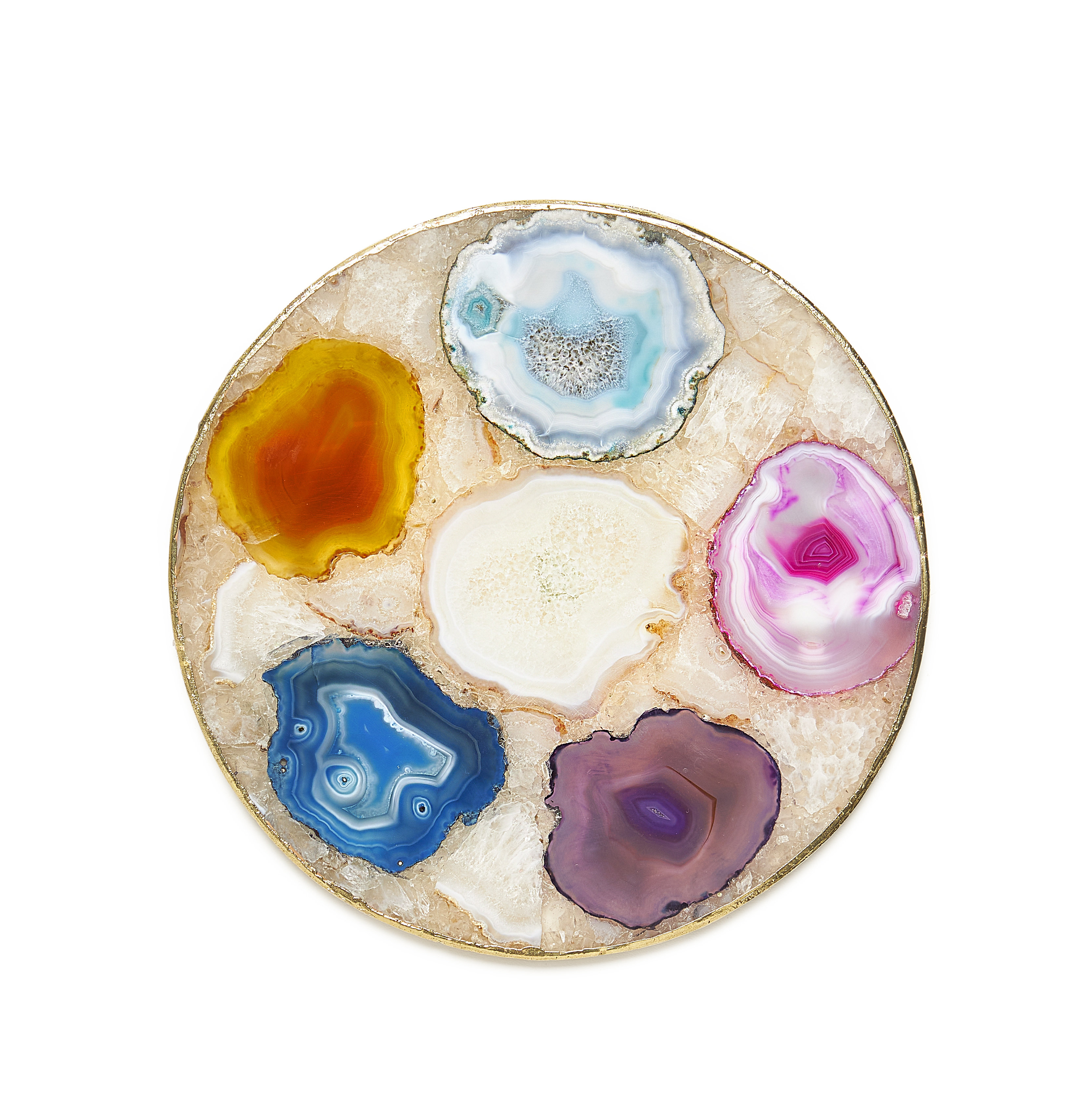 Maitland-Smith Agate Trivet with Gold Trim | Wayfair