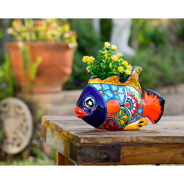 Bungalow Rose Handmade Mexican Talavera Pottery Ceramic Small Fish ...