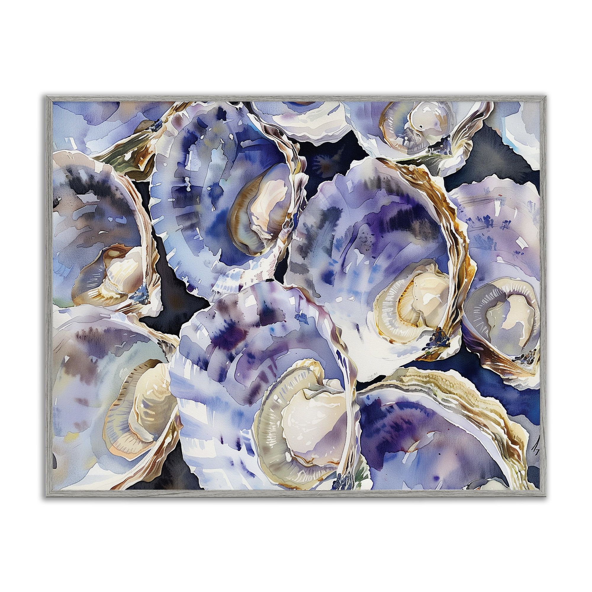 Highland Dunes Maritime Clams & Oysters Framed Giclee, design by Heidi ...