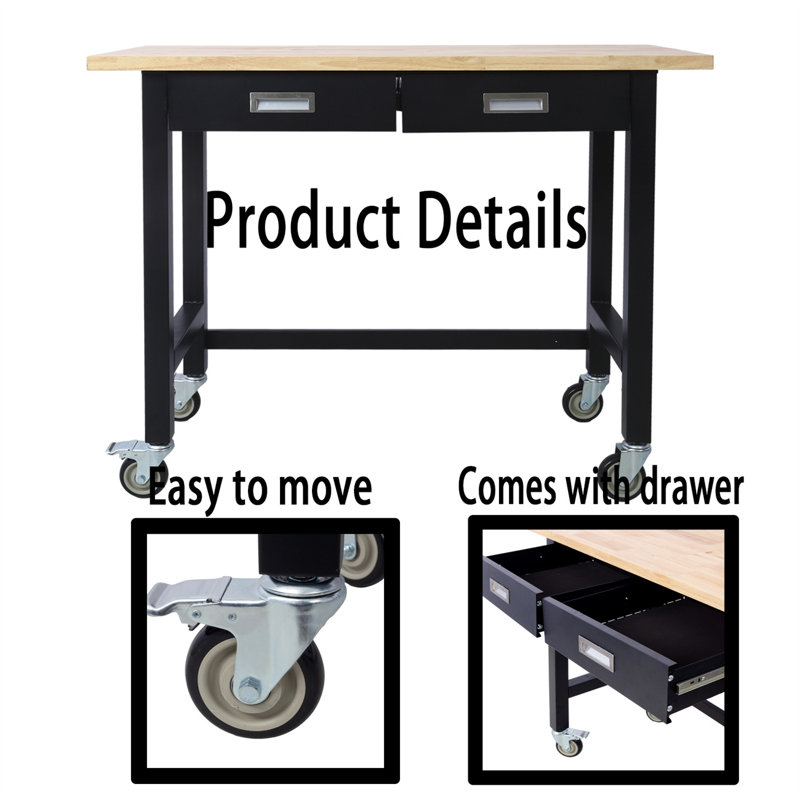 Latitude Run® 48'' W Manufactured Wood Top Workbench with Wheels | Wayfair