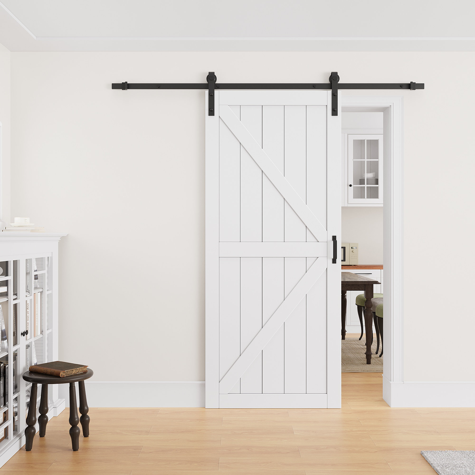 HOZONE 84"H Modern Sliding Barn Door | Paintable | Closet Pantry Door ...