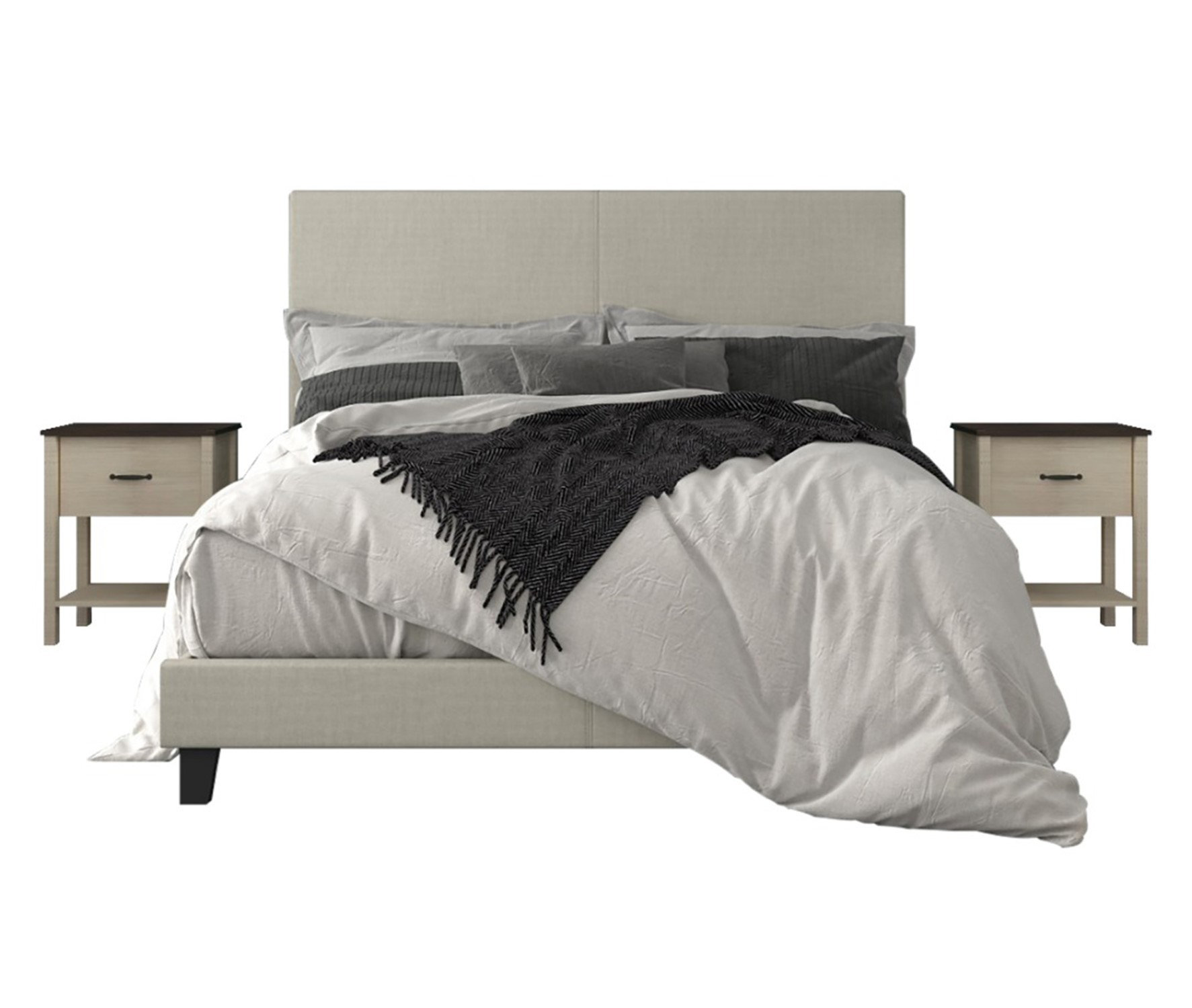 Andover Mills Upholstered Panel Bed With 2 Nightstands & Reviews ...