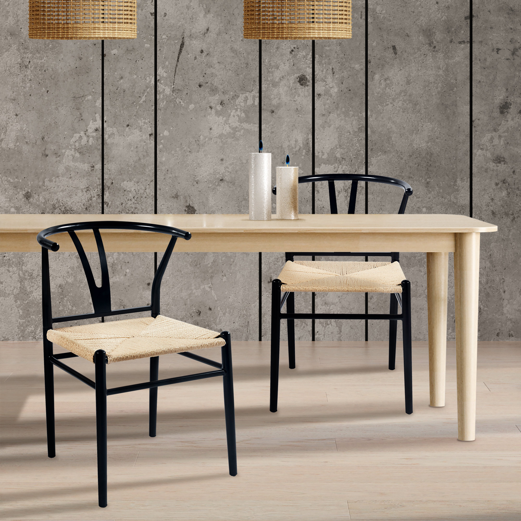 George Oliver Drusa Mid-Century Hand-Woven Metal Dining Chairs (Set of ...