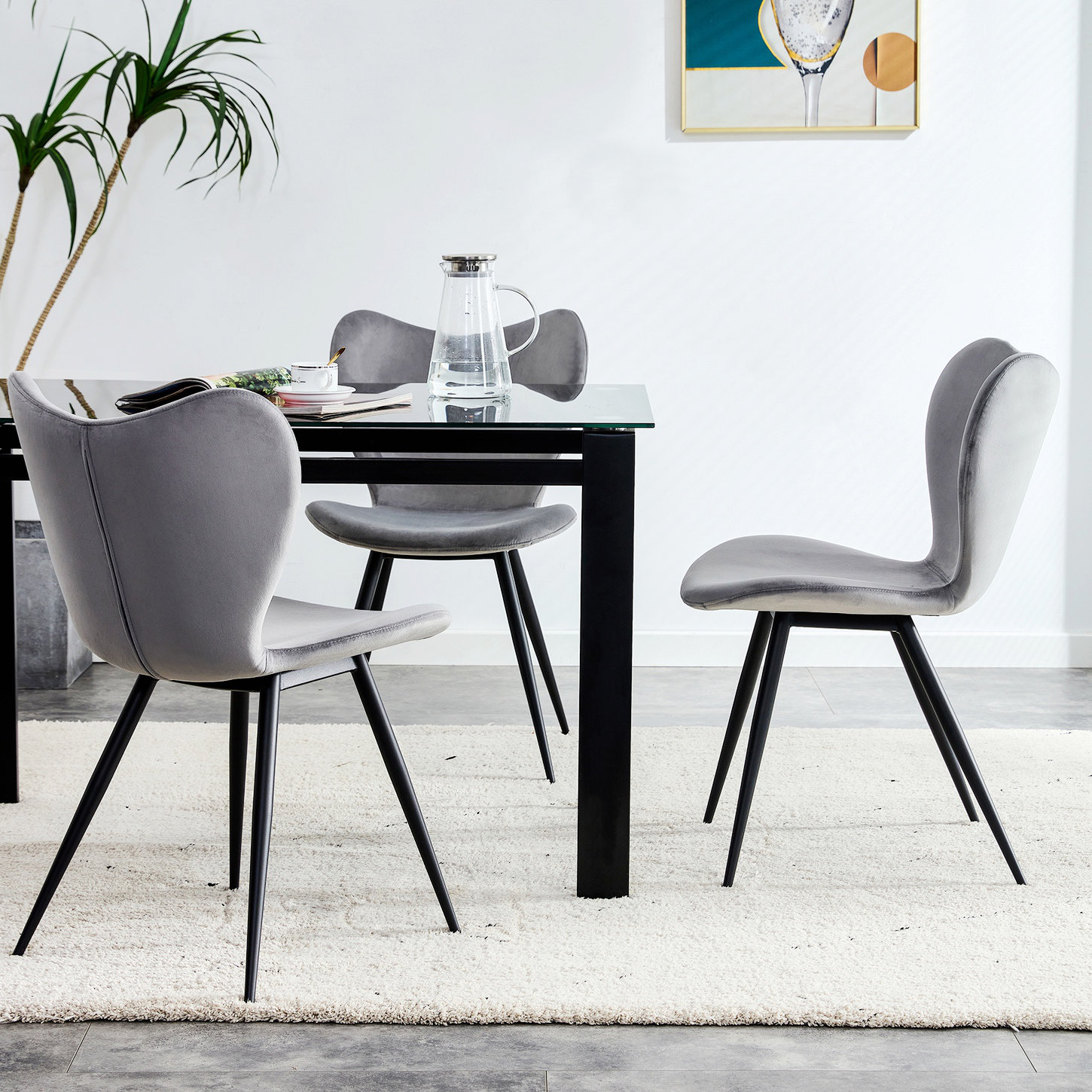 George Oliver Set Of 2 Dining Chairs, Modern Kitchen Chair With Metal ...