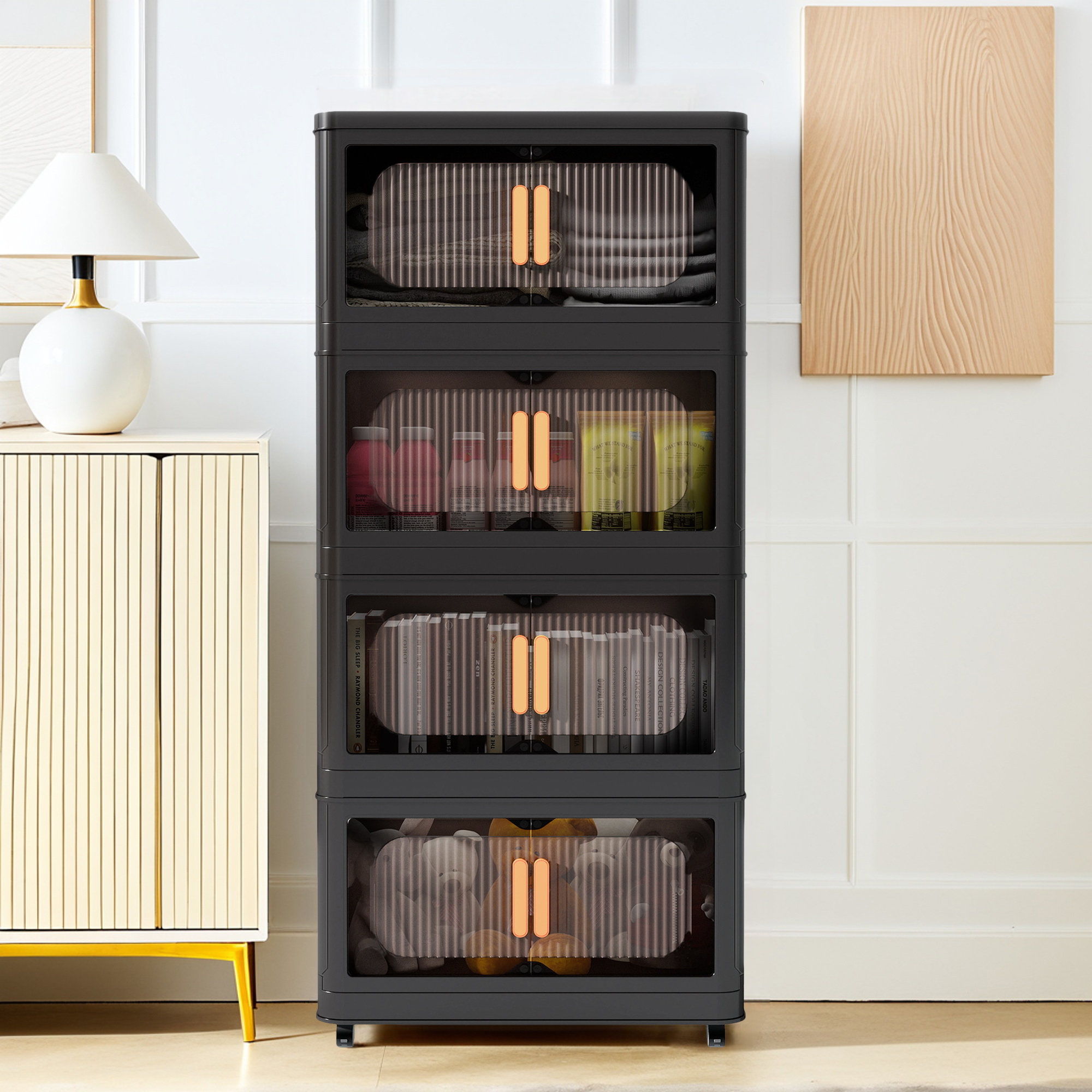 Rebrilliant Stackable Foldable Storage Bins With Lids And Wheels ...