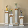 Uniquewise Fiberglass White and Gold Plinth Roman Piller Pedestal Vase ...