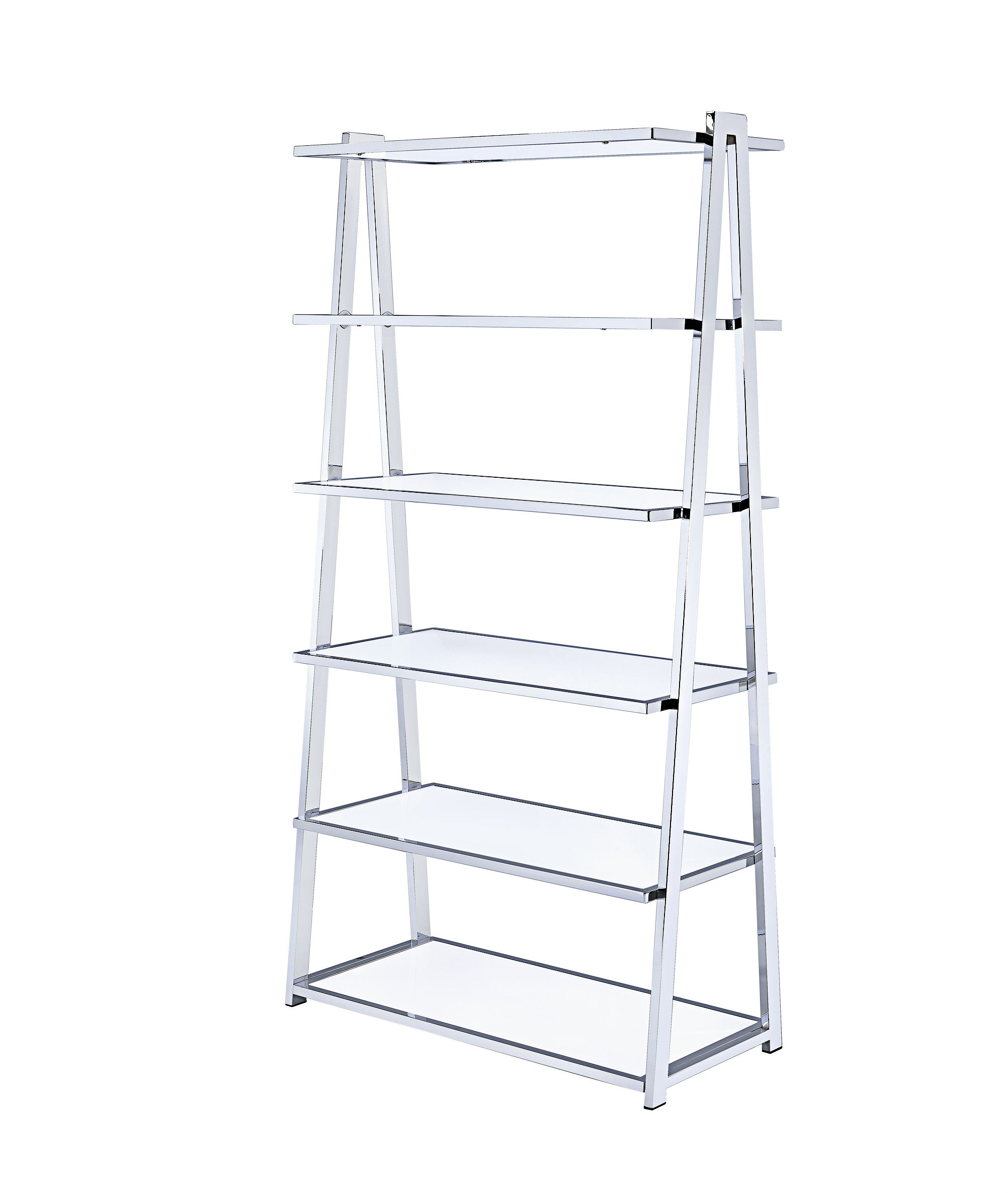Inbox Zero Coleen White High Gloss Chrome Finish Bookshelf | Wayfair