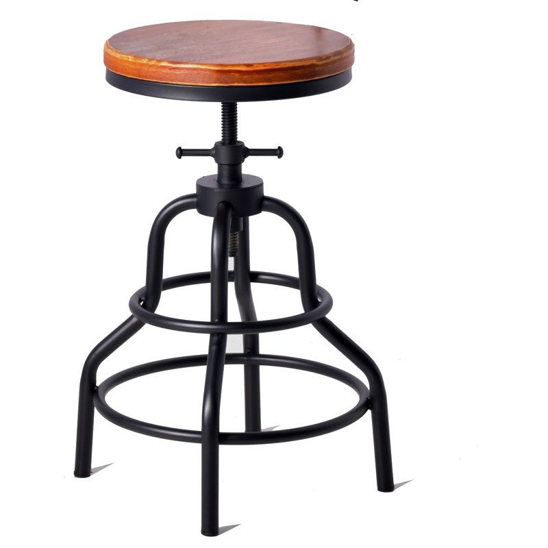 Williston Forge Darlean Swivel Solid Wood Adjustable Height Stool | Wayfair