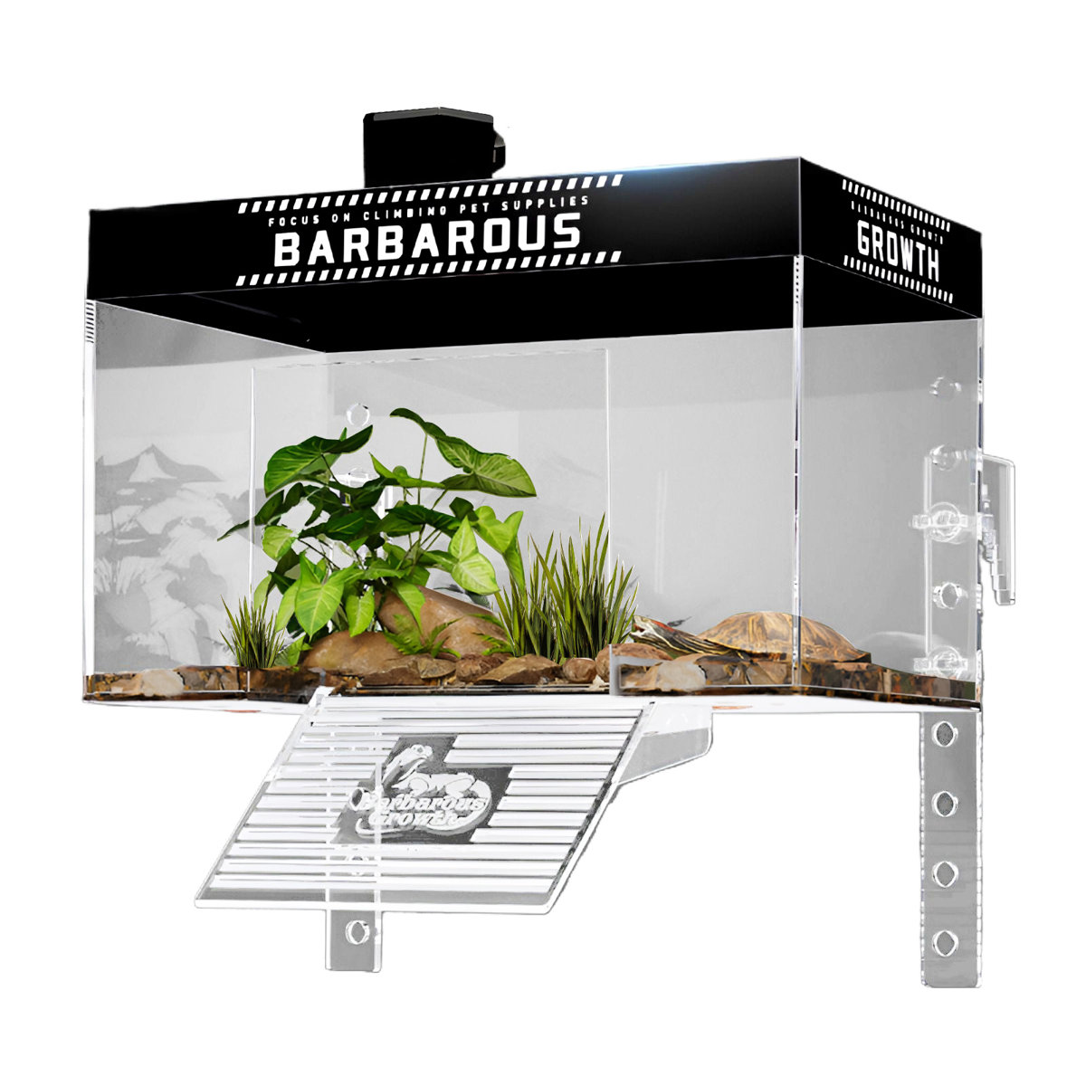 Costyle Turtle Basking Platform With Heat Lamp Aquatic Reptile Ramp ...