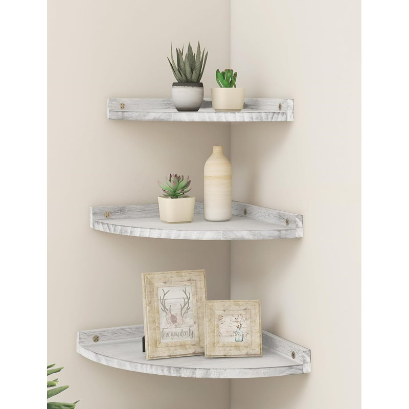 Gracie Oaks Corner Shelves Wall Mount Rustic Natural Wood Corner ...