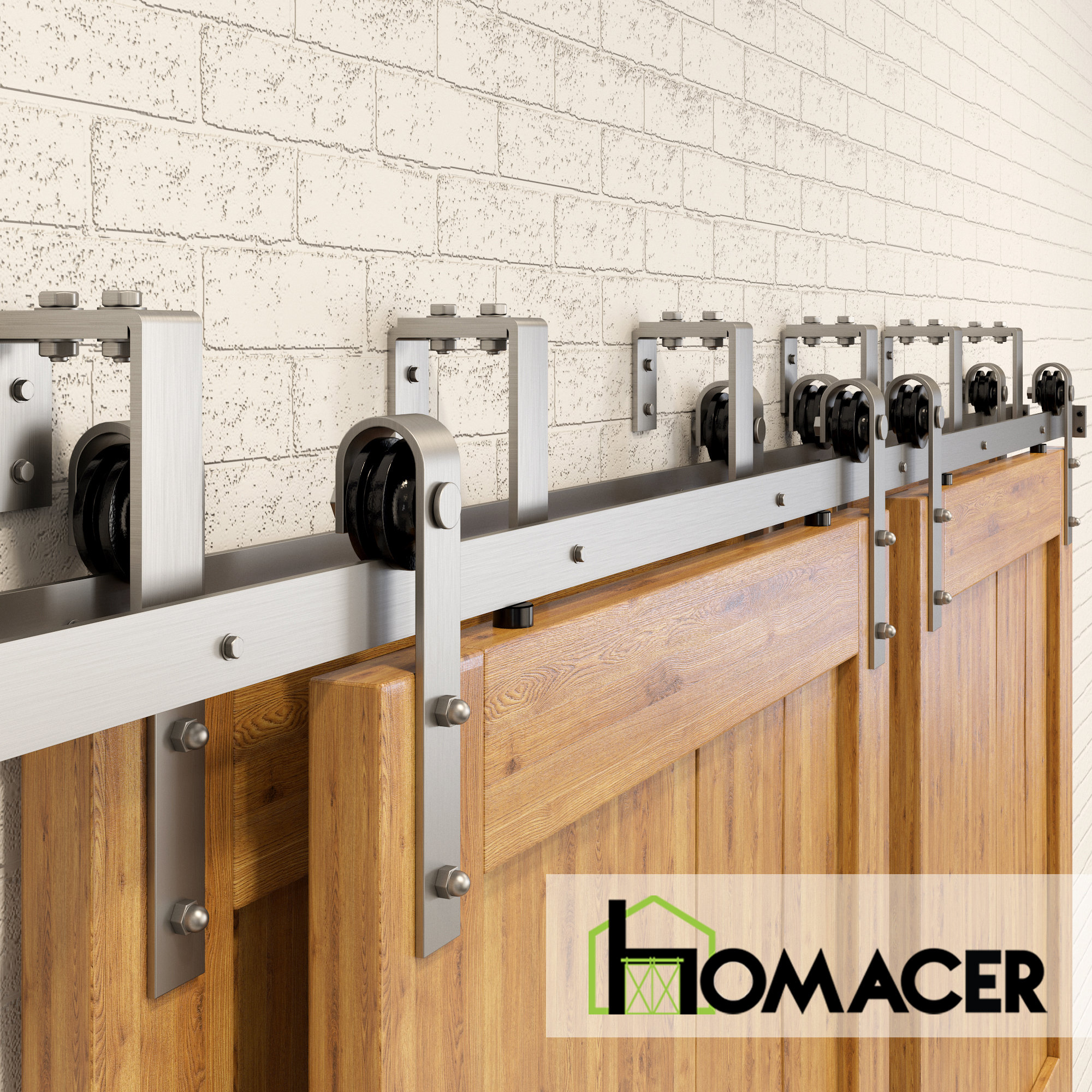 Homacer Brushed Nickel Classic Design U Shape Brackets Double Track ...