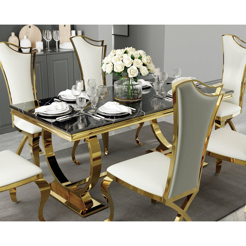 Rosdorf Park Luxury King Chairs Throne White PU Leather Dining Room ...