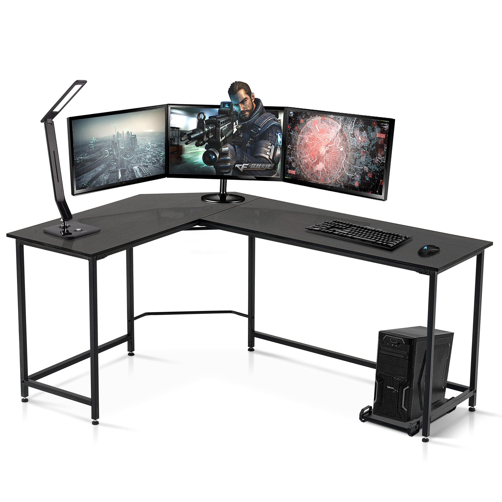 Latitude Run® Menasha L-Shape Computer Desk with PC Stand Writing Desk ...