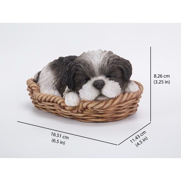 Hi-Line Gift Ltd. Wicker Basket Shih Tzu Puppy Statue & Reviews | Wayfair