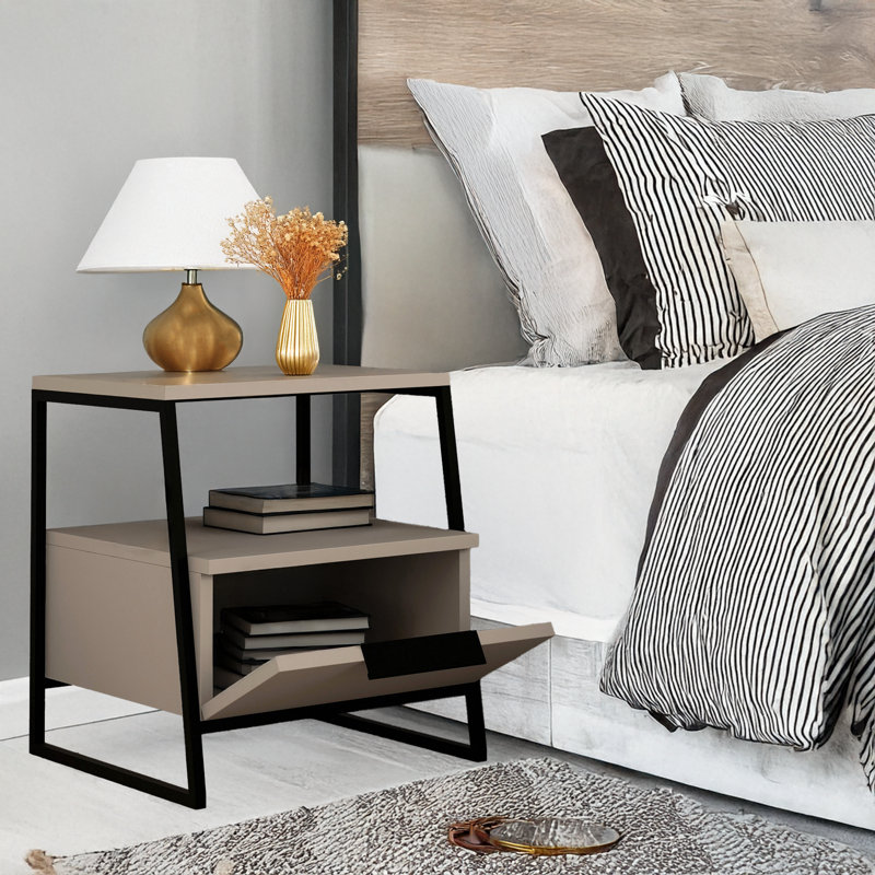 17 Stories Metal Frame Nightstand | Wayfair