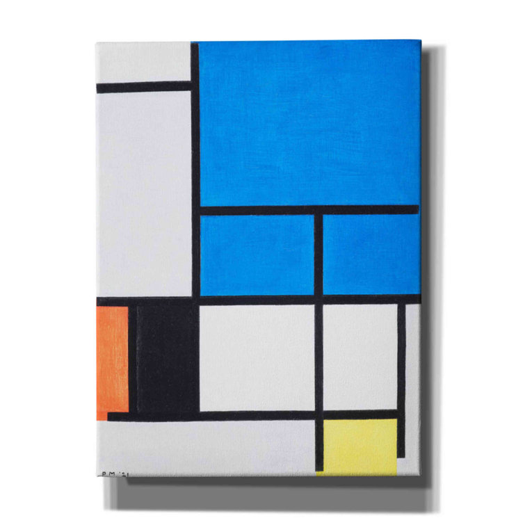 Ivy Bronx Enyah Composition With Large Blue Plane, Red, Black, Yellow ...