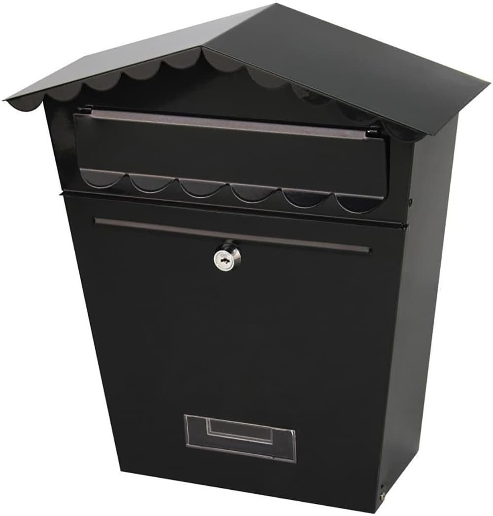 FONMEN Black Outdoor Wall Mount Lockable Mailbox: Made From Galvanized ...