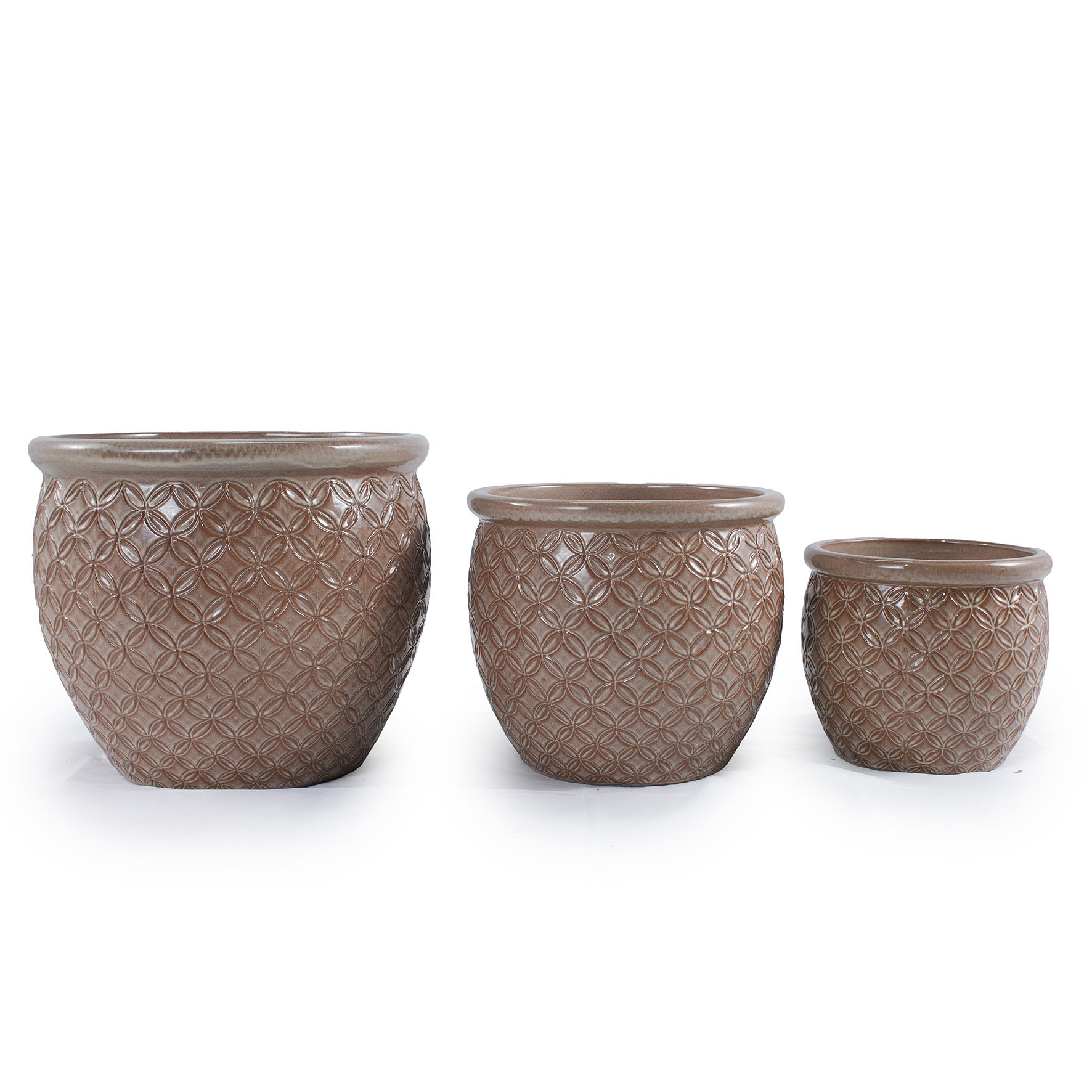 Lark Manor™ 3-Piece Modern Ceramic Pot Planter Set | Wayfair