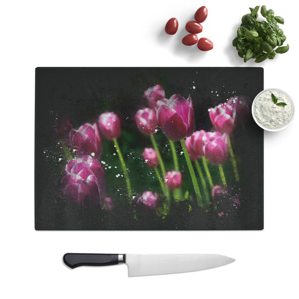 East Urban Home Tulip Flowers Paint Splash Chopping Board | Wayfair.co.uk