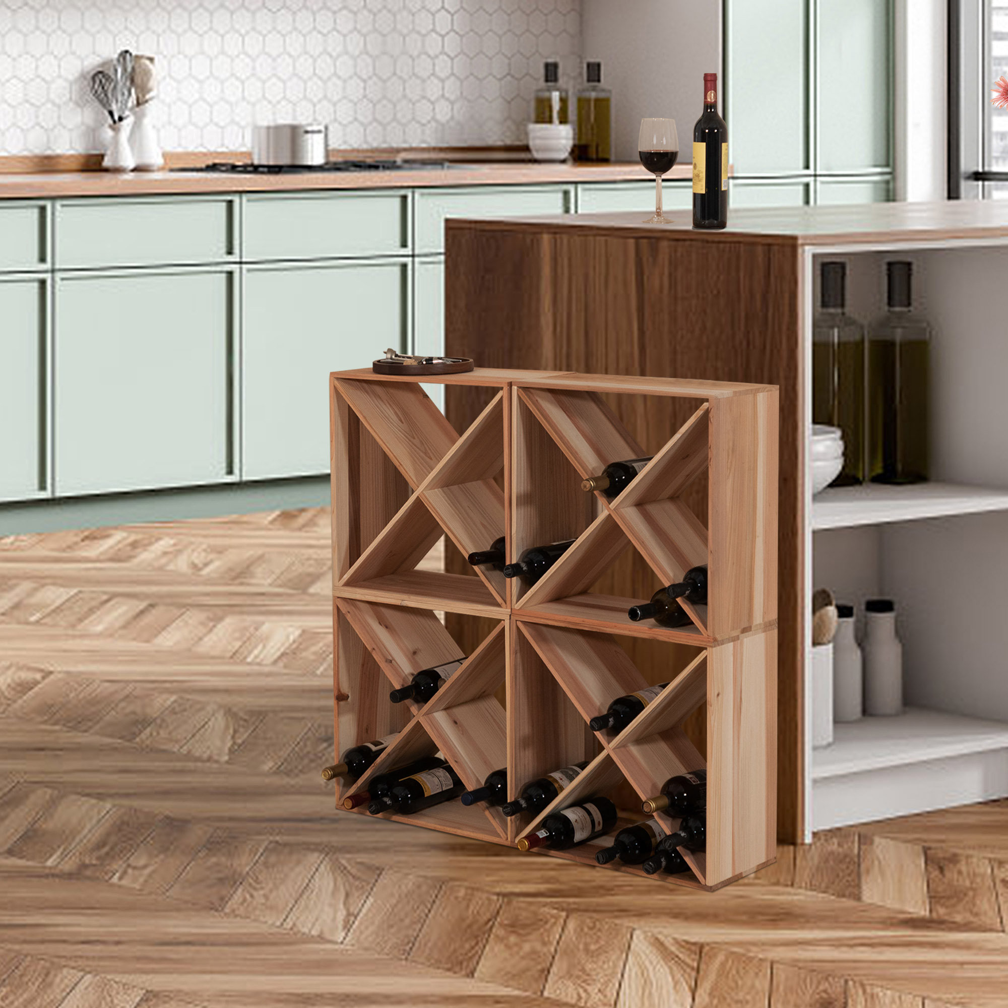Latitude Run® 24 Bottle Modular Wine Rack, Stackablewine Storage Cube ...