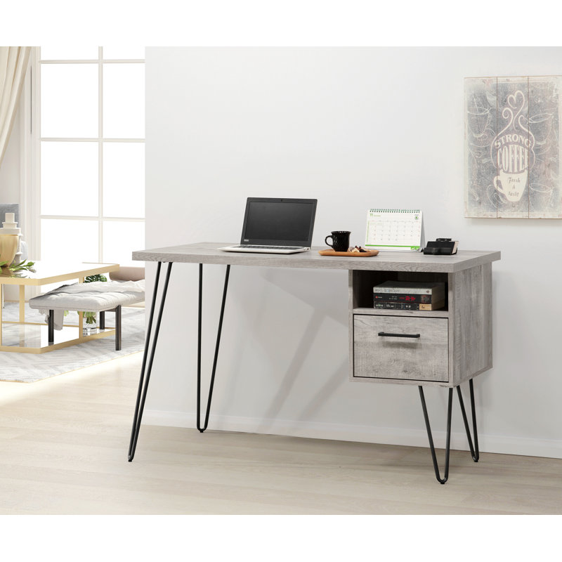 17 Stories Grey Oak Desk | Wayfair