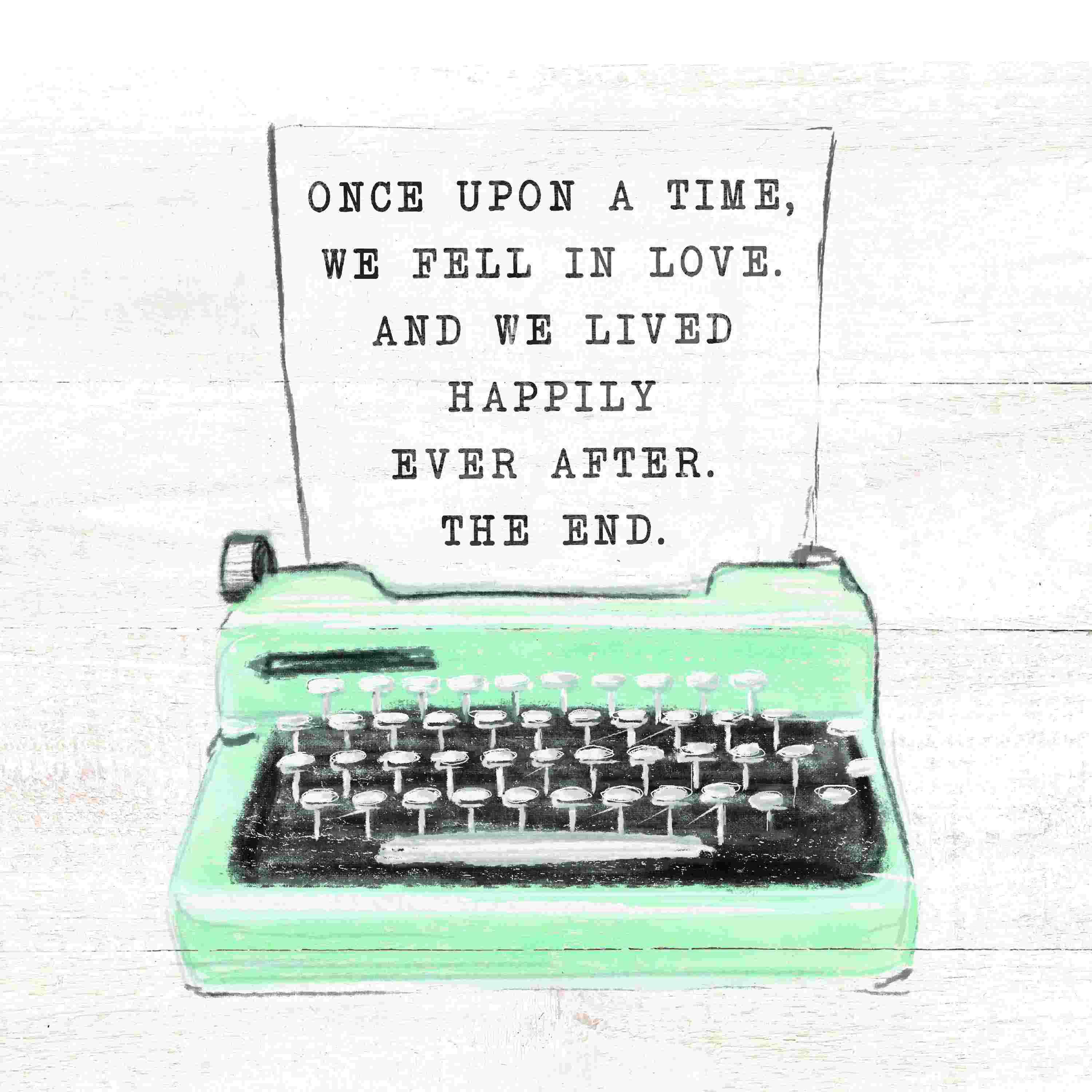 Trinx Love Story Typewriter Teal | Wayfair