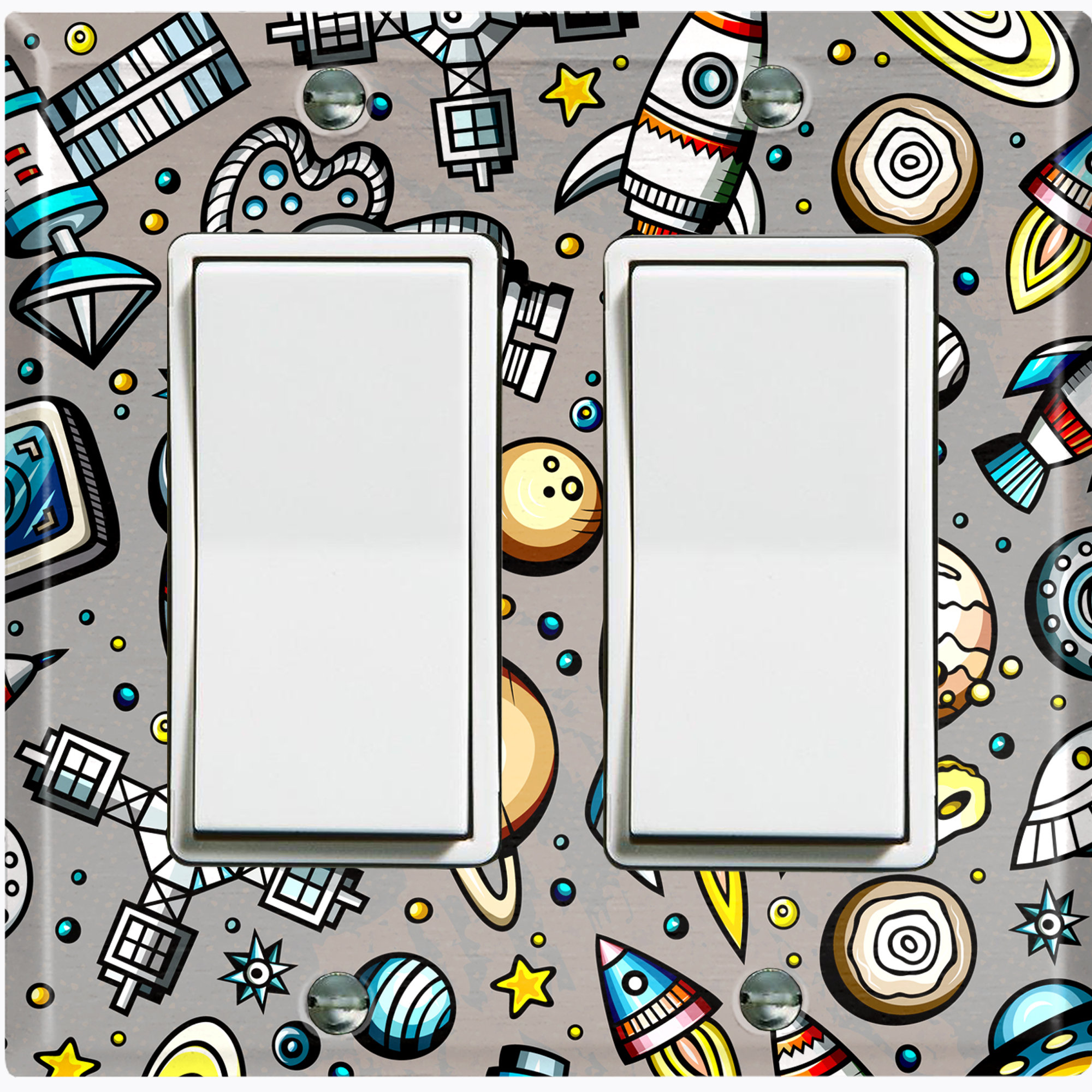 WorldAcc Metal Light Switch Plate Outlet Cover (Rocket Ship Space ...