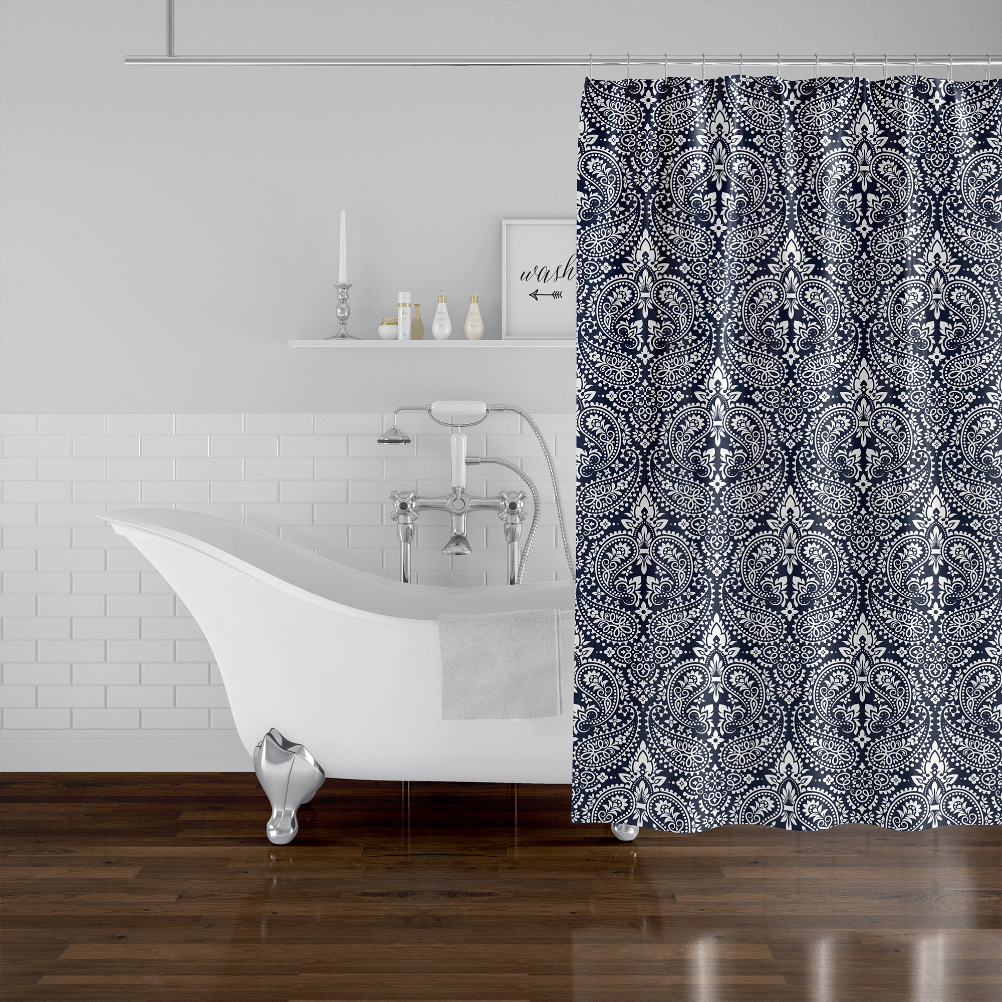 KAVKA DESIGNS Damask Single Shower Curtain | Wayfair