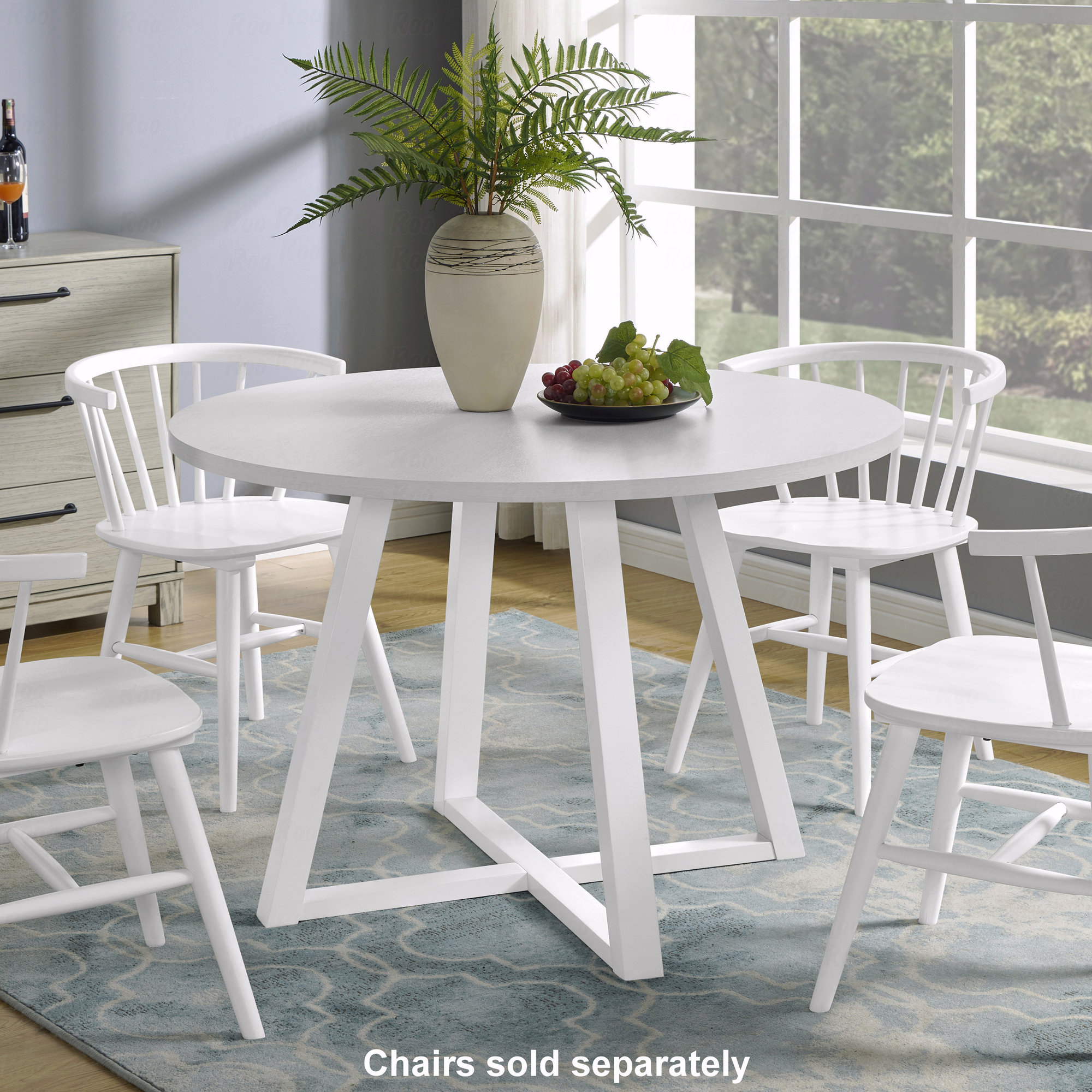 Latitude Run® Contemporary Round Dining Table, Trestle Base | Wayfair