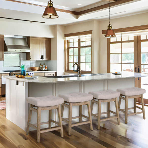 Northobliq Digi 24" Kitchen Island Wooden Saddle Counter Height Short ...