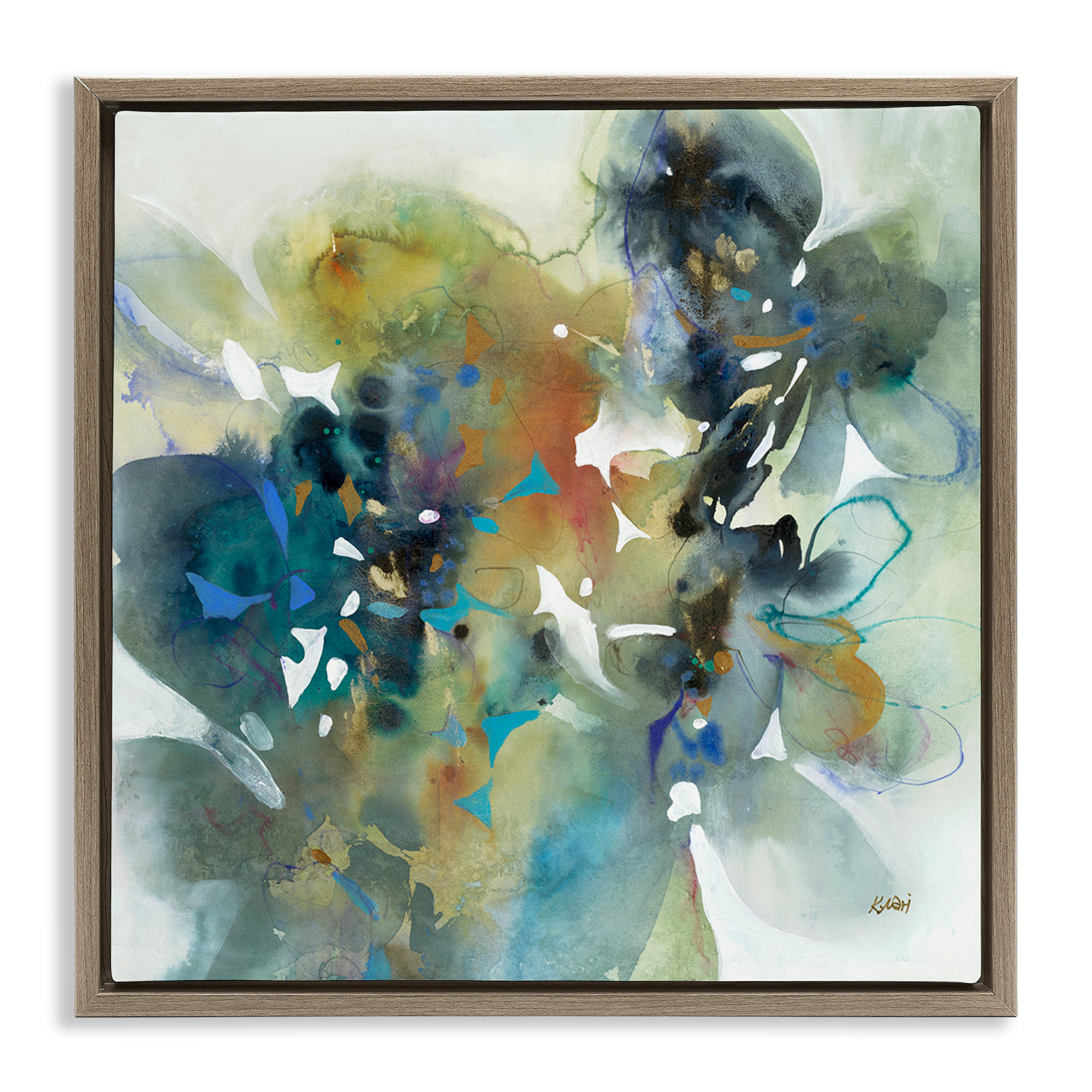Wrought Studio™ Complex Splatter Distortion Framed Floater Canvas Wall ...