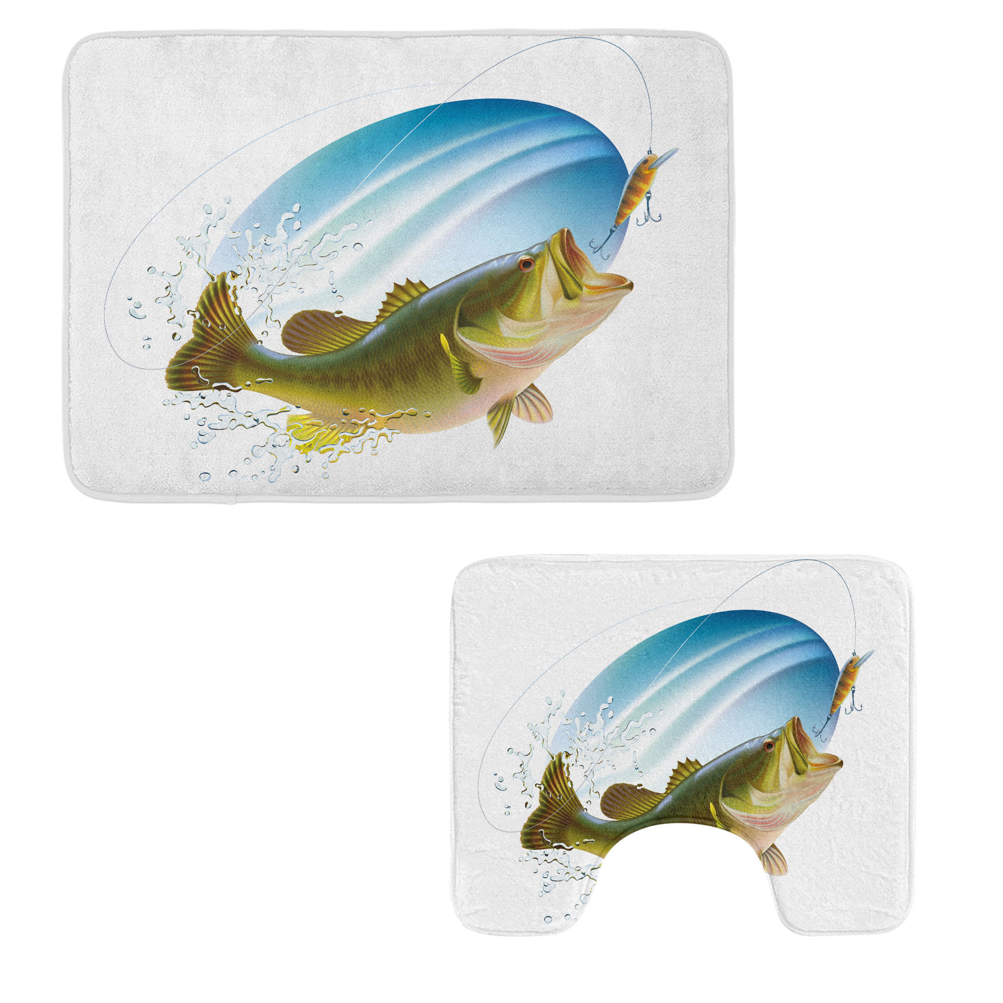 East Urban Home Fish Bathroom Rug Set 2 Pieces Rectangle & Contour Mats ...