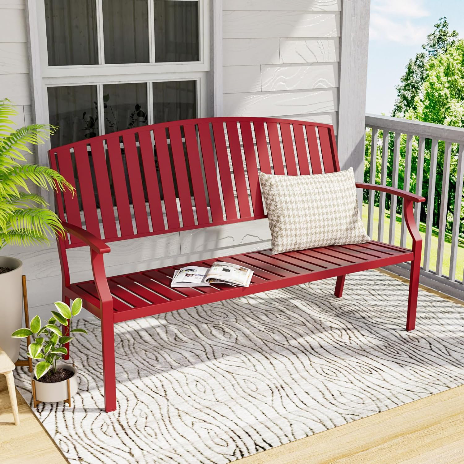 Red Barrel Studio® Hebron Metal Outdoor Bench & Reviews | Wayfair
