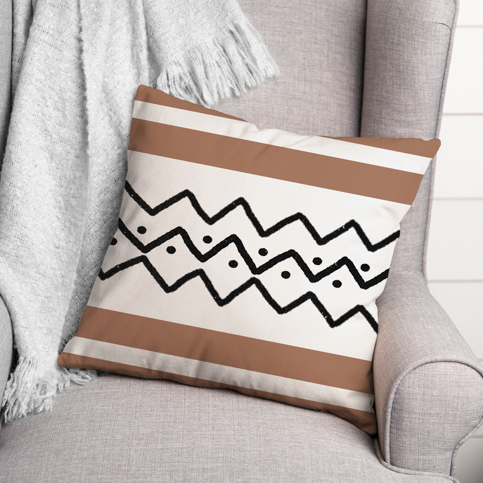 Designs Direct Creative Group Zig Zag Dots Square Pillow Cover & Insert ...