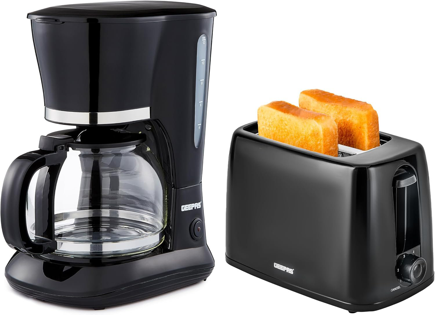 GEEPAS 1.5L Filter Coffee Machine & 2 Slice Toaster Combo Set | 800W ...