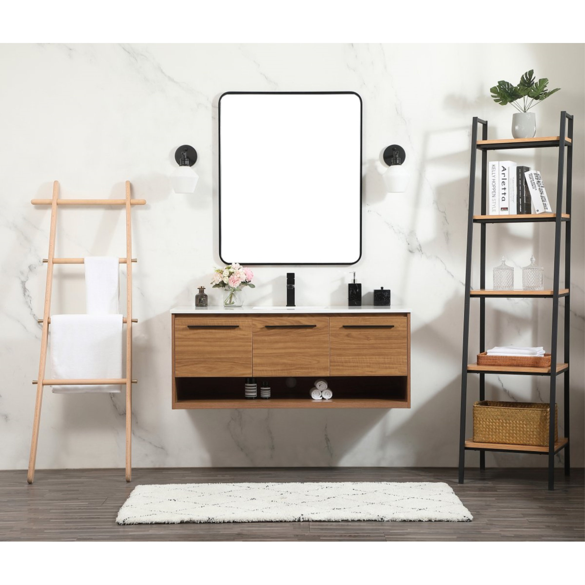 Wade Logan Ensemble de meuble-lavabo simple mural 48 po Roman et ...