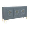 Everly Quinn Coastal Modern Acrylic Wood Console Cabinet Gray with Gold ...