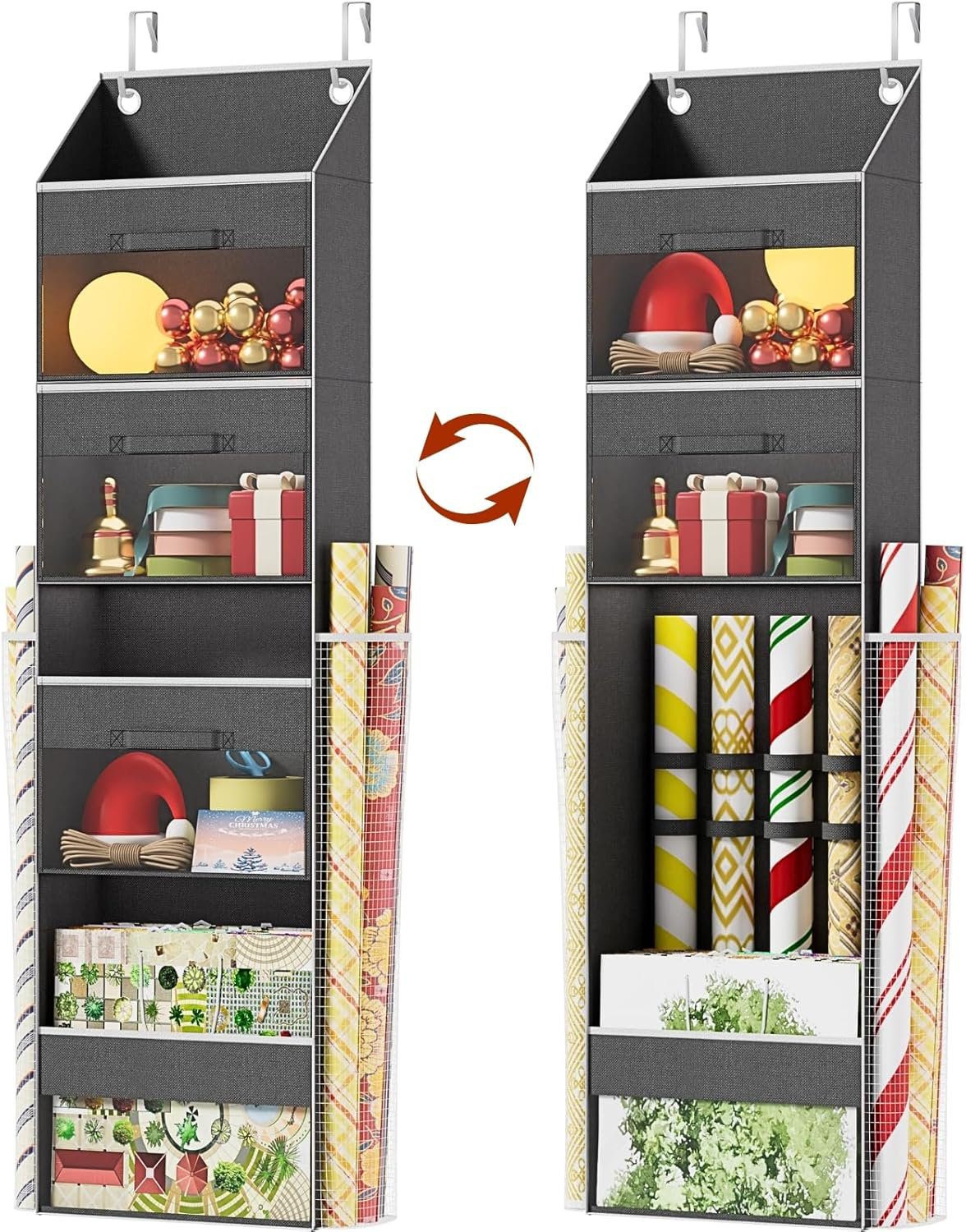 Rebrilliant Over Door Wrapping Paper Organizer Storage With 3 Removable ...