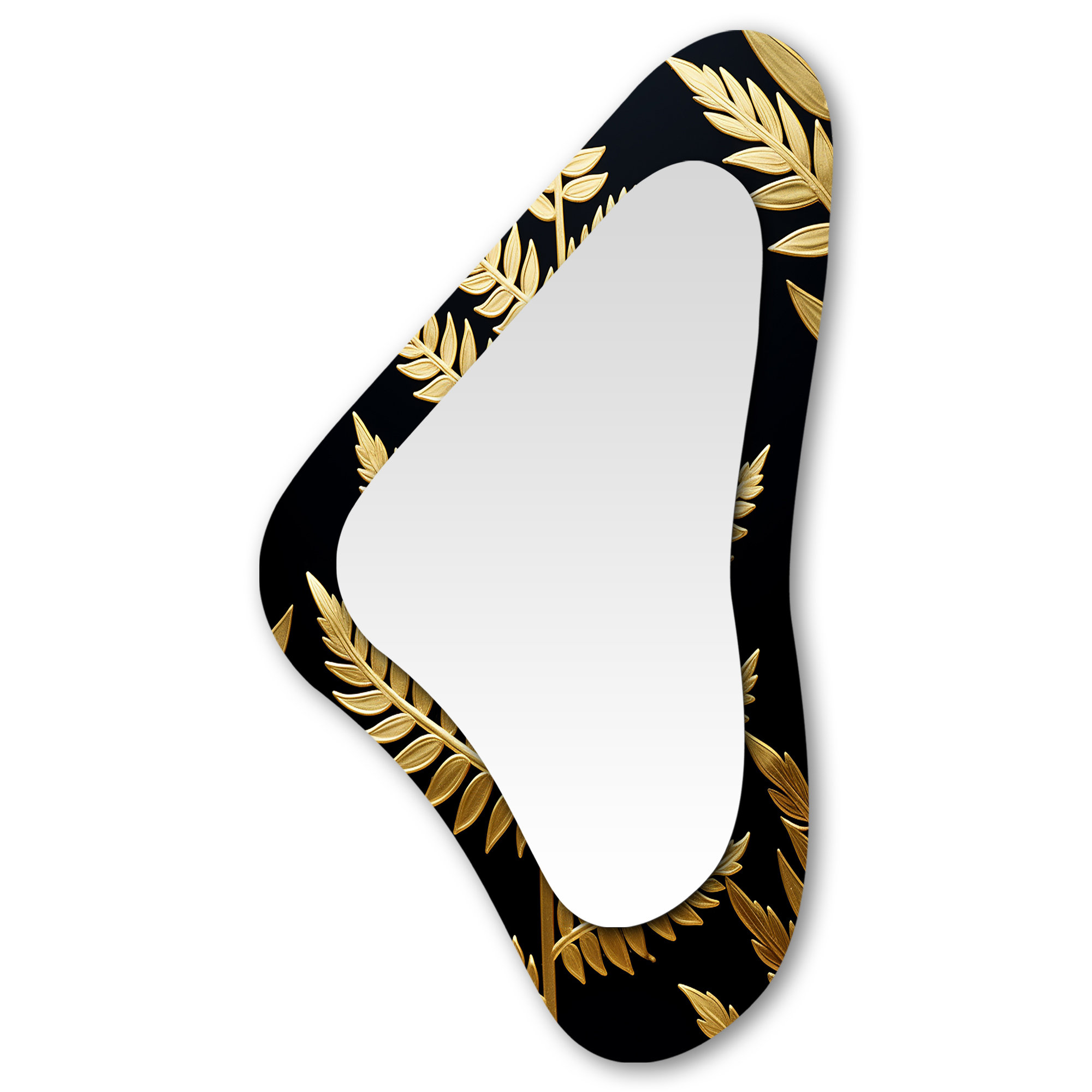 Mercer41 Golden Glam Fern On Black - Ferns Asymmetrical Modern Large ...