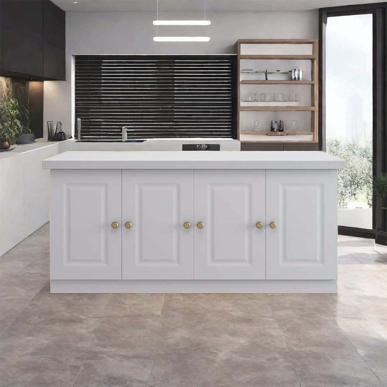 Hart Enjoy life Simple white marble solid wood island catering ...