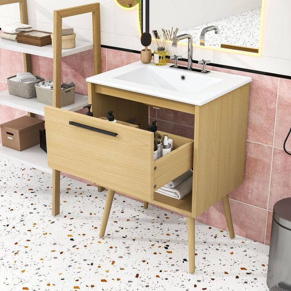 George Oliver Modern Freestanding Bathroom Vanity with Ceramic Basin ...