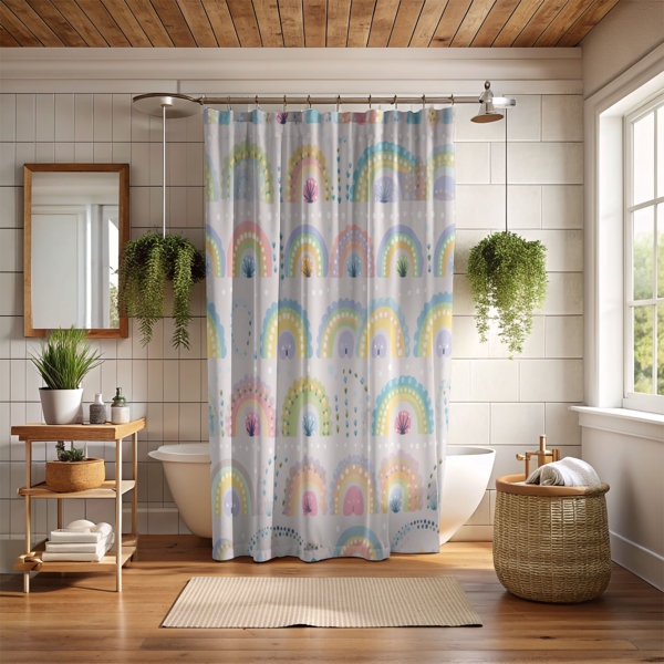 East Urban Home Pastel Rainbow Shimmers - Premium Shower Curtain | Wayfair